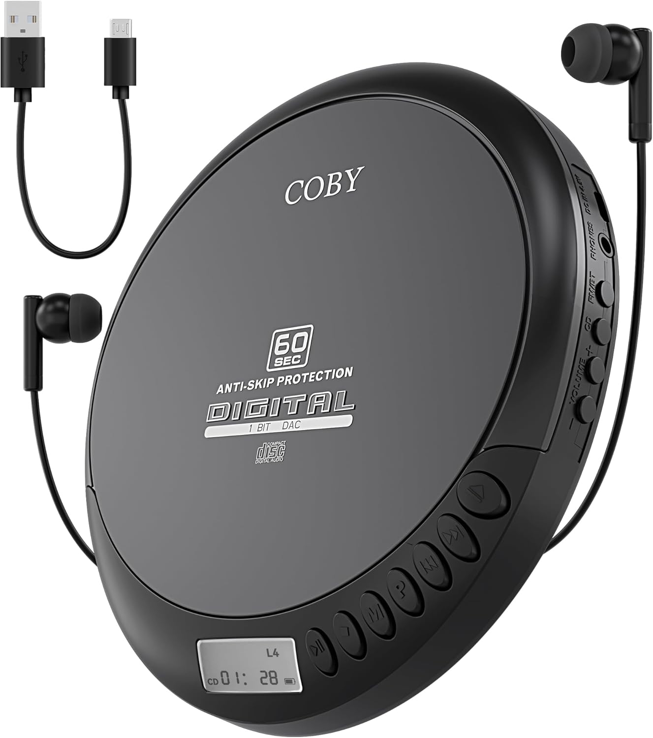 The Vintage Store - Discman Coby CD-191-Blk Portable Anti-Skip/Compact CD